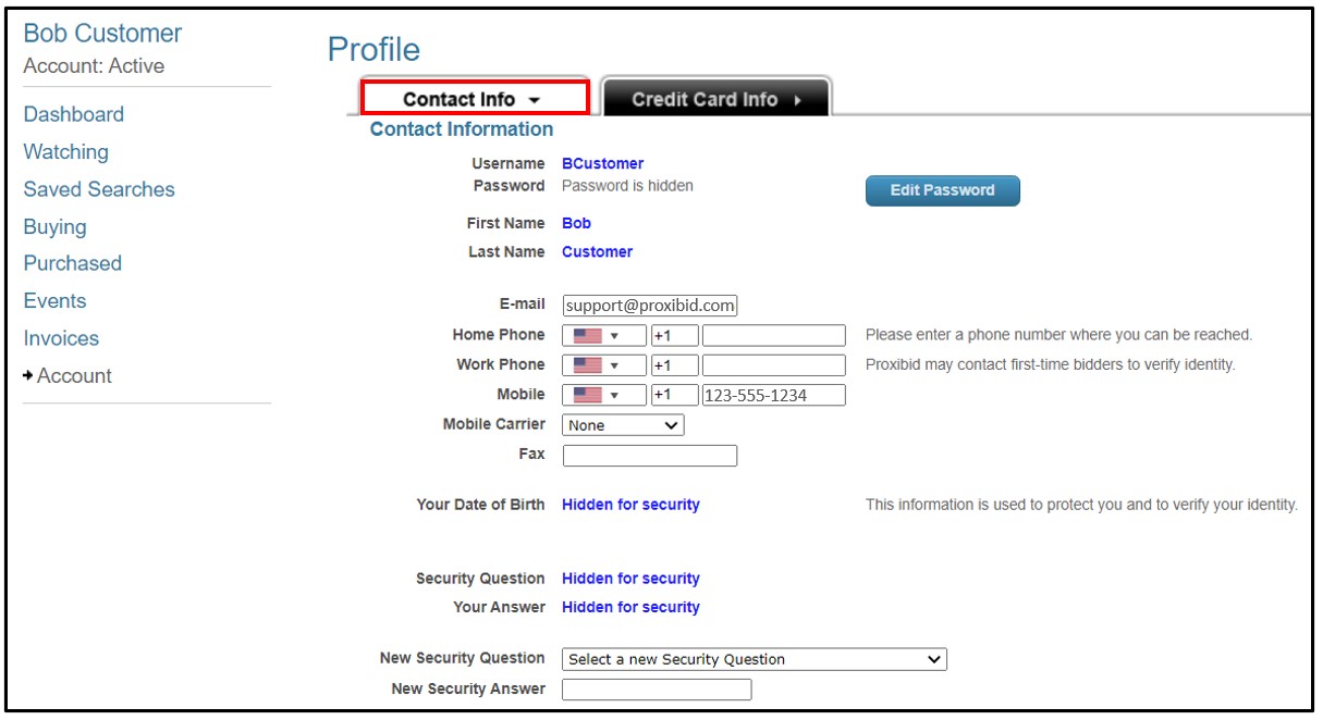 Update an Account – Proxibid