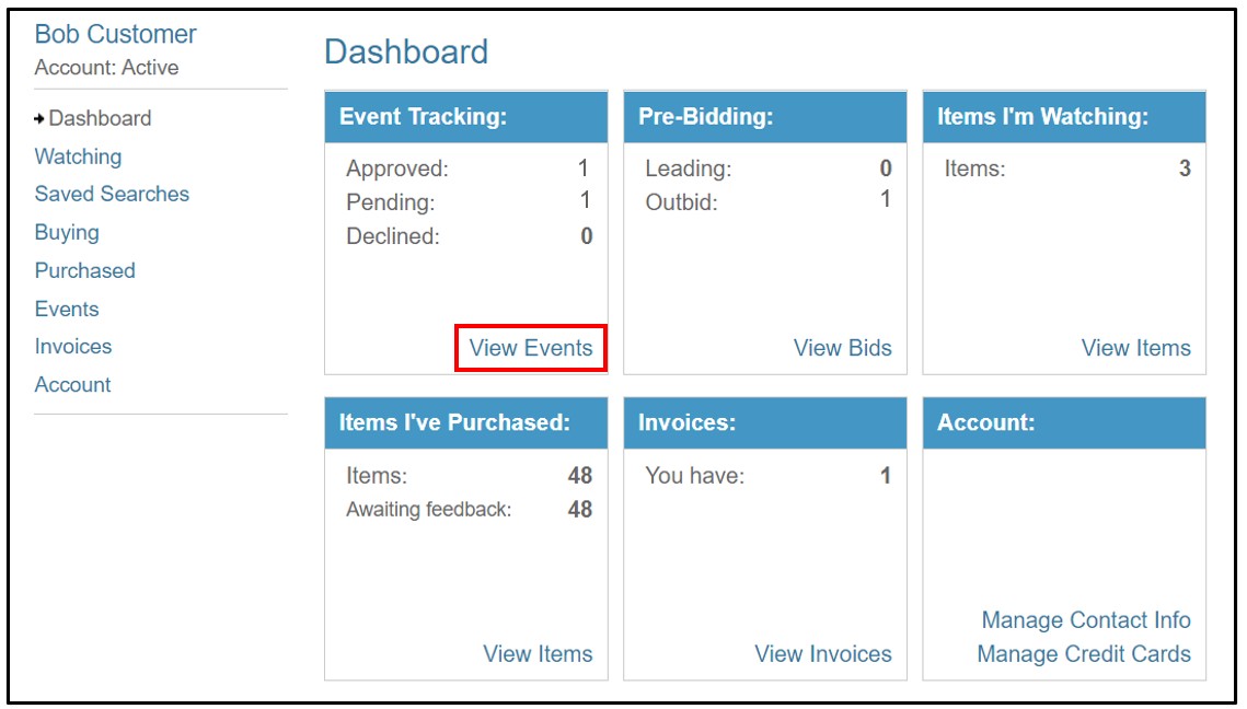 MyProxibid Event Tracking – Proxibid